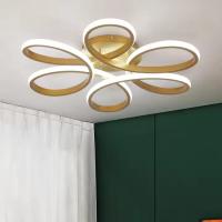 China Dimmable Gold Surface Mounted Led Acrylic Ceiling Light Minimalist Creative Ring Hanging Light Flower Shape Modern for sale