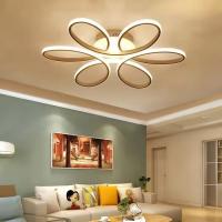 China Dimmable Gold Surface Mounted Led Acrylic Ceiling Light Minimalist Creative Ring Hanging Light Flower Shape Modern for sale