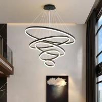 China Modern LED Pendant Lamp Dining Room Round Pendant Light 4 Rings Adjustable Anodizing Chandelier Hanging Lamp for sale