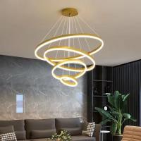 China Modern LED Pendant Lamp Dining Room Round Pendant Light 4 Rings Adjustable Anodizing Chandelier Hanging Lamp for sale