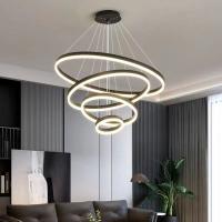 China Modern LED Pendant Lamp Dining Room Round Pendant Light 4 Rings Adjustable Anodizing Chandelier Hanging Lamp for sale