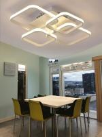 China Modern American style four-head rectangular LED study room acrylic ceiling lamp golden luxury square LED ceiling lamp can be remote-controlled for sale