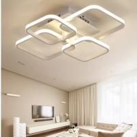 China Modern American style four-head rectangular LED study room acrylic ceiling lamp golden luxury square LED ceiling lamp can be remote-controlled for sale