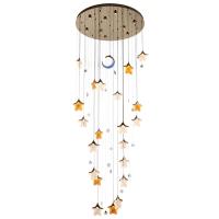 China Antique Glass Star Moon Starry Sky Pendant Lamp Bedroom Bedside Lamp Staircase Restaurant Bar Counter Villa Hotel Duplex Floor for sale