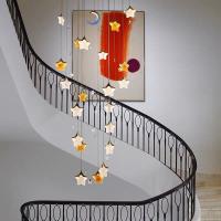 China Antique Glass Star Moon Starry Sky Pendant Lamp Bedroom Bedside Lamp Staircase Restaurant Bar Counter Villa Hotel Duplex Floor for sale