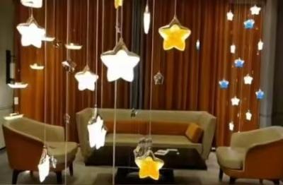 China Antique Glass Star Moon Starry Sky Pendant Lamp Bedroom Bedside Lamp Staircase Restaurant Bar Counter Villa Hotel Duplex Floor for sale