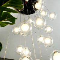 China Stair Long Glass Ball Hanging Lamp LED Ceiling Light Creative Home Lighting Modern Chandelier for sale