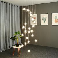 China Stair Long Glass Ball Hanging Lamp LED Ceiling Light Creative Home Lighting Modern Chandelier for sale