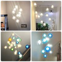 China Stair Long Glass Ball Hanging Lamp LED Ceiling Light Creative Home Lighting Modern Chandelier for sale