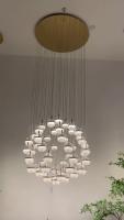 China Round ball lighting modern staircase chrome acrylic crystal sand pendant lamp for sale