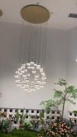 China Round ball lighting modern staircase chrome acrylic crystal sand pendant lamp for sale