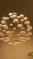 China Round ball lighting modern staircase chrome acrylic crystal sand pendant lamp for sale