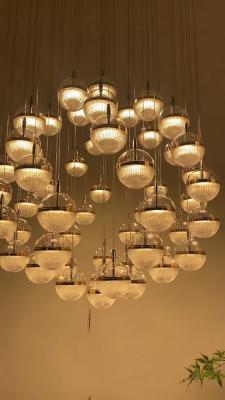 China Round ball lighting modern staircase chrome acrylic crystal sand pendant lamp for sale
