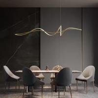 China Dining Room Chandelier Fluffy Catkins Linear Italian Pendant Light Decor Luxury Dining Room Dimmable Long Strip Lamp for sale