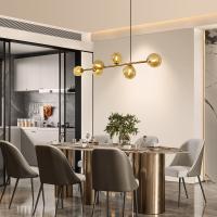 China Nordic molecular lamp Magic bean glass chandelier white amber glass ball E27 electric French gold plated chandelier for sale