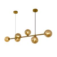China Nordic molecular lamp Magic bean glass chandelier white amber glass ball E27 electric French gold plated chandelier for sale