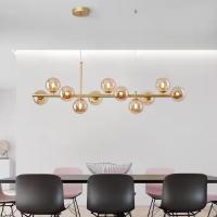 China Nordic molecular lamp Magic bean glass chandelier white amber glass ball E27 electric French gold plated chandelier for sale