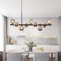 China Nordic molecular lamp Magic bean glass chandelier white amber glass ball E27 electric French gold plated chandelier for sale