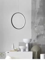 China Long Suspension Line Circular Hollow Ring Led Black White Decorative Modern Pendant Light for sale