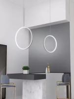 China Long Suspension Line Circular Hollow Ring Led Black White Decorative Modern Pendant Light for sale