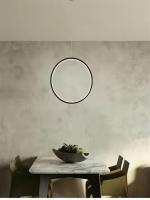 China Long Suspension Line Circular Hollow Ring Led Black White Decorative Modern Pendant Light for sale