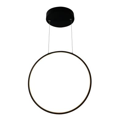 China Long Suspension Line Circular Hollow Ring Led Black White Decorative Modern Pendant Light for sale
