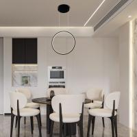 China Long Suspension Line Circular Hollow Ring Led Black White Decorative Modern Pendant Light for sale