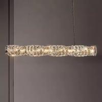 China Modern Linear Crystal Chandelier Bar Rectangular Chandelier Customization Dining Pendant Lights for sale