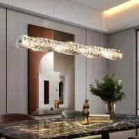 China Modern Linear Crystal Chandelier Bar Rectangular Chandelier Customization Dining Pendant Lights for sale