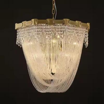China Modern Project Hotel Metal Tassels Chandelier Stair Ceiling Lights Decoration Home Staircase Chandeliers Pendant Lights for sale