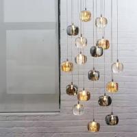 China Chocolate All Copper Staircase Pendant Lamp End Villa Living Room Light with Luxury Crystal and Rotating Function for sale