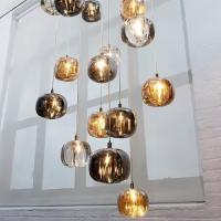 China Chocolate All Copper Staircase Pendant Lamp End Villa Living Room Light with Luxury Crystal and Rotating Function for sale