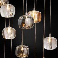 China Chocolate All Copper Staircase Pendant Lamp End Villa Living Room Light with Luxury Crystal and Rotating Function for sale
