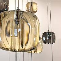 China Chocolate All Copper Staircase Pendant Lamp End Villa Living Room Light with Luxury Crystal and Rotating Function for sale