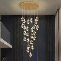 China Hotel Stair Interior Modern Luxury Crystal Chandelier Pendant Light with LED Ceiling Lamp Lamp size 130*110mm for sale