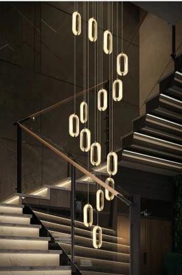 China 3200-6500K Three Colors Changing Light LED Chandelier Modern Light Luxury Acrylic Oval Pendant For Home And Restaurant for sale