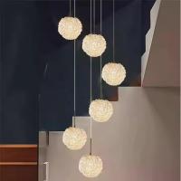 China Modern Crystal Lychee Lamp Luxury Villa Duplex Staircase Lighting For Raised Living Room And Bedroom for sale