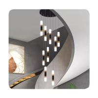 China Indoor Living Room Staircase Modern High Ceiling Chandelier with Dimmable Aluminum Acrylic LED Lights for sale