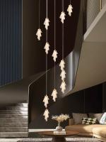 China Modern Living Room Villa Rotating Acrylic Stair Light LED Art Flower Acrylic Chandelier Custom Gold Luxury Hotel Stair Decorative Light for sale
