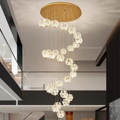 China Modern Hotel Wedding Decor Crystal Hall Lamp With D120mm Light Source And 50000 Hours Lifespan Round Crystal Flower Pendant Light for sale