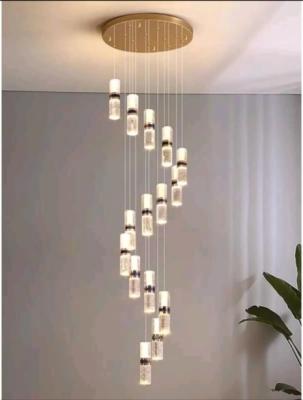 China Luxury Crystal Stick Chandelier With Adjustable Height Stair Feature For Restaurant Hotel Or Villa Plug-in Light Source for sale