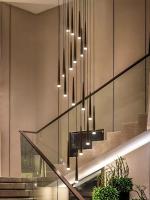 China Staircase Rotating Chandelier Tapered Black LED Loft Apartment Tube Chandelier Long Chandelier for sale
