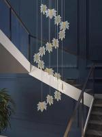 China Modern Led Simple Art Leaf Acrylic Chandelier Gold Home Hotel Staircase Dining Decorate Pendant Light for sale