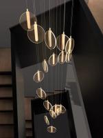China High Ceiling Villa Staircase Led Chandelier Spiral Staircase Round Cake Acrylic Hanging Chandelier Modern Household Lamps for sale