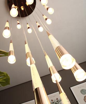 China Home Luxury Decorative Modern Villa Living Room Hotel Hanging Pendant Light Aluminum Round LED Patch Bulb Type Double Head Fried Flower Bubble Chandelier for sale