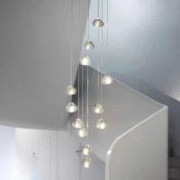 China Hotel Decoration Crystal Staircase Pendant Light With Transparent Ball And Crystal Body for sale