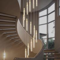 China Modern Luxury Interior Hotel Stair Pendant Lamp Gold / Black Crystal Stick Design for sale