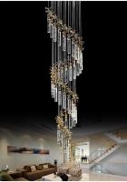 China New bubble living room crystal column LED light luxury simple long pendant lamp villa duplex staircase rotating high-rise building for sale