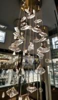 China Fan-shaped luxury crystal chandelier High ceiling long stair chandelier for family Villa hotel decoration for sale