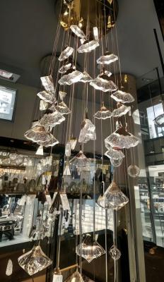 China Fan-shaped luxury crystal chandelier High ceiling long stair chandelier for family Villa hotel decoration for sale